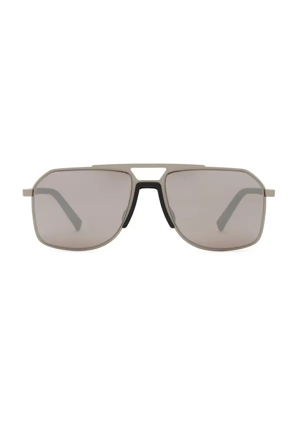 Prada Rectangular Sunglasses - Matte Silver & Purple Brown Mirror Silve