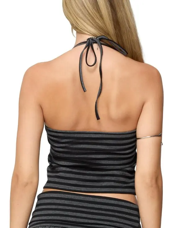 EDIKTED Striped Halter Top