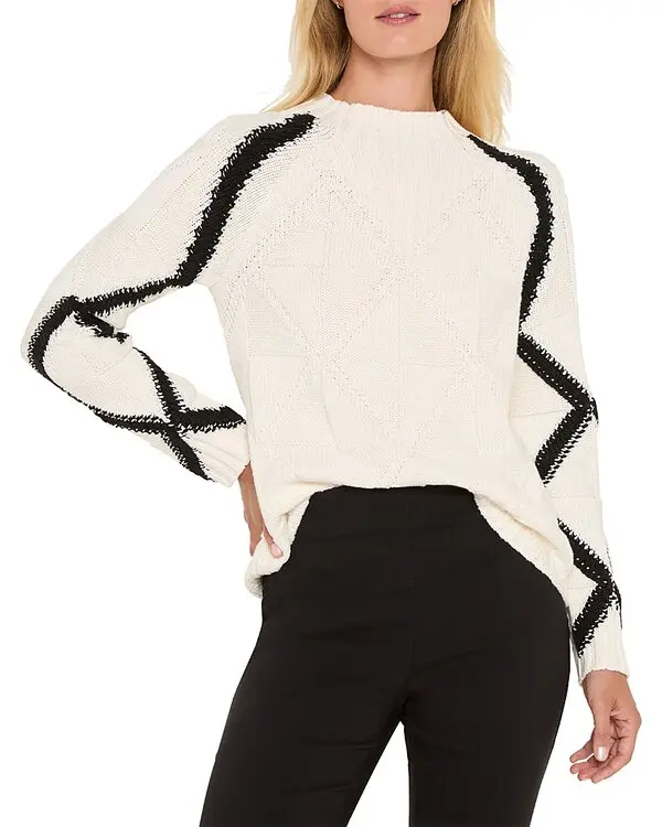 NIC+ZOE Dashing Diamonds Sweater - Cream Multi