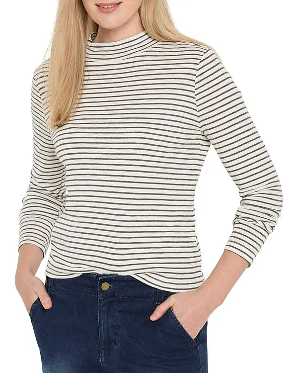 NIC+ZOE Mock Neck Top - Cream Multi