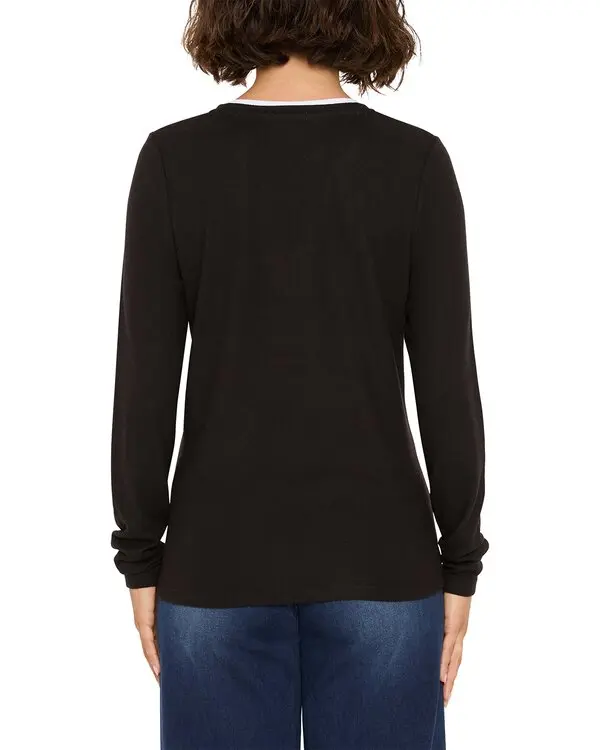 NIC+ZOE Layered Look Split Neck Top - Black Onyx