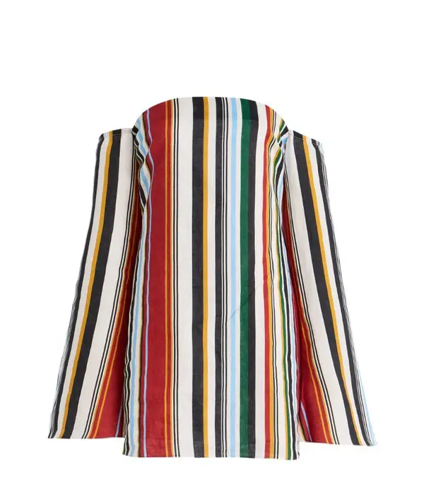 CALA DE LA CRUZ Camille Striped Linen Mini Dress - Multi