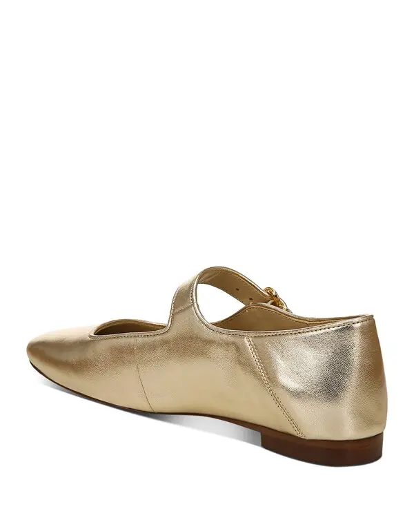 Sam Edelman Michaela Square Toe Buckled Mary Jane Flats - Gold