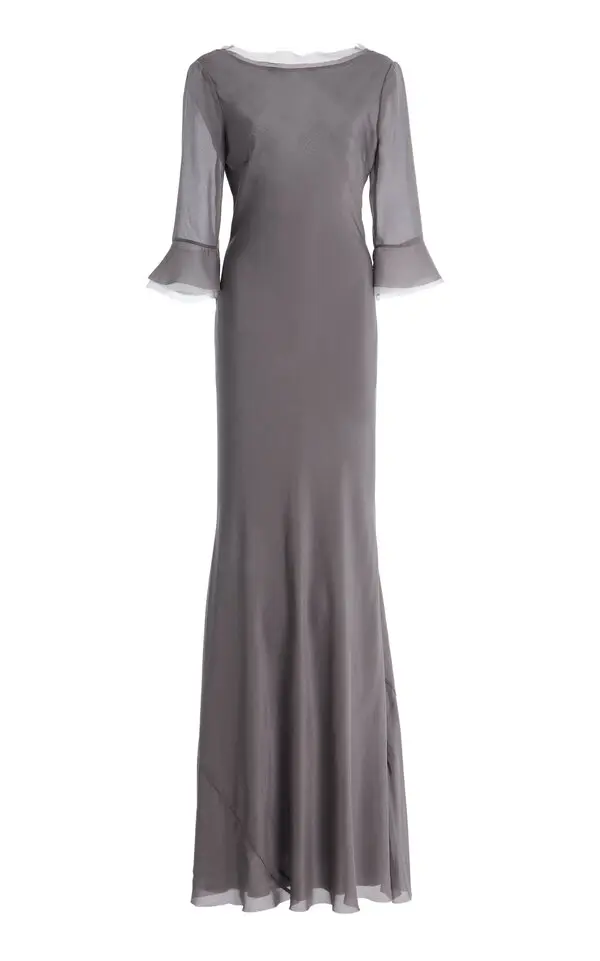 Staud Marais Silk Maxi Dress - Grey