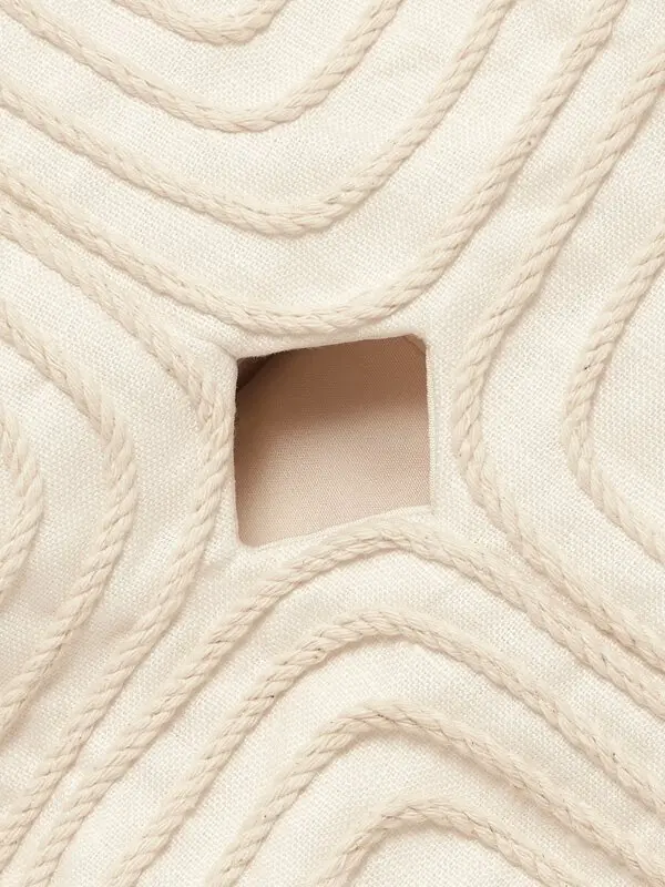 ANDRES OTALORA Marea Knotted Embroidered Linen Top - Neutrals