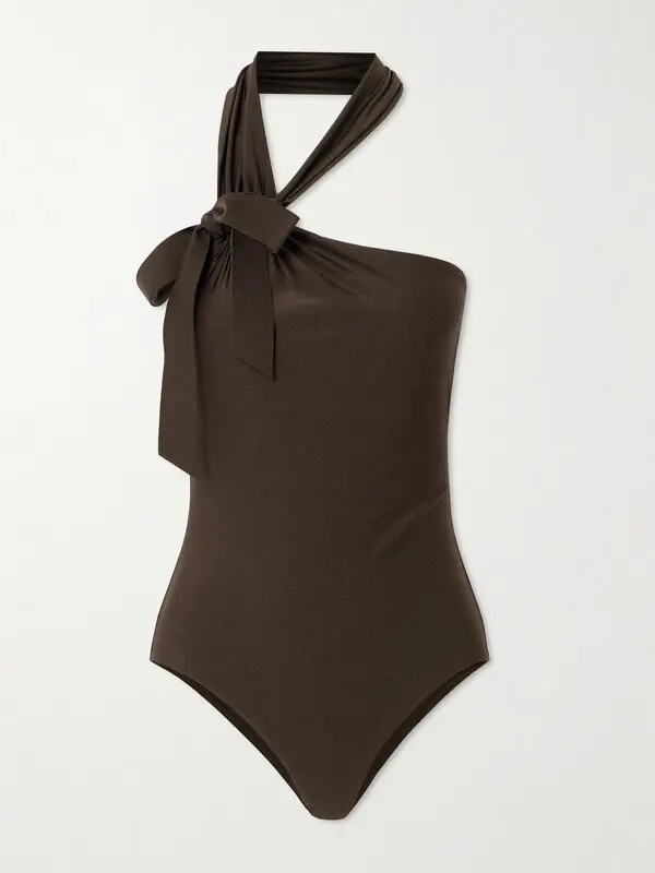 Zimmermann Awaken Bow-detailed Halterneck Swimsuit - Brown