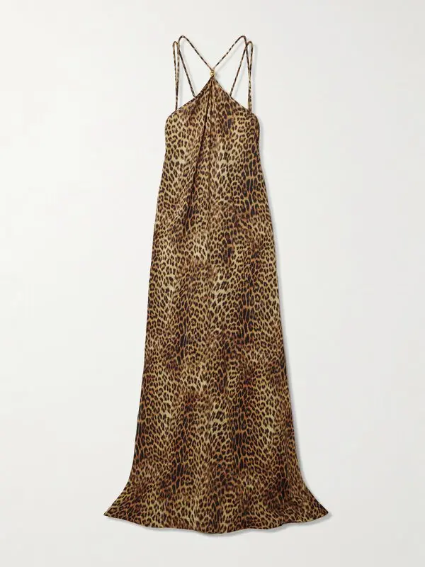 Melissa Odabash Sage Leopard-print Voile Halterneck Maxi Dress - Animal Print