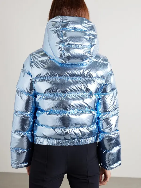 Perfect Moment Polar Flare Metallic Quilted Down Ski Jacket - Blue