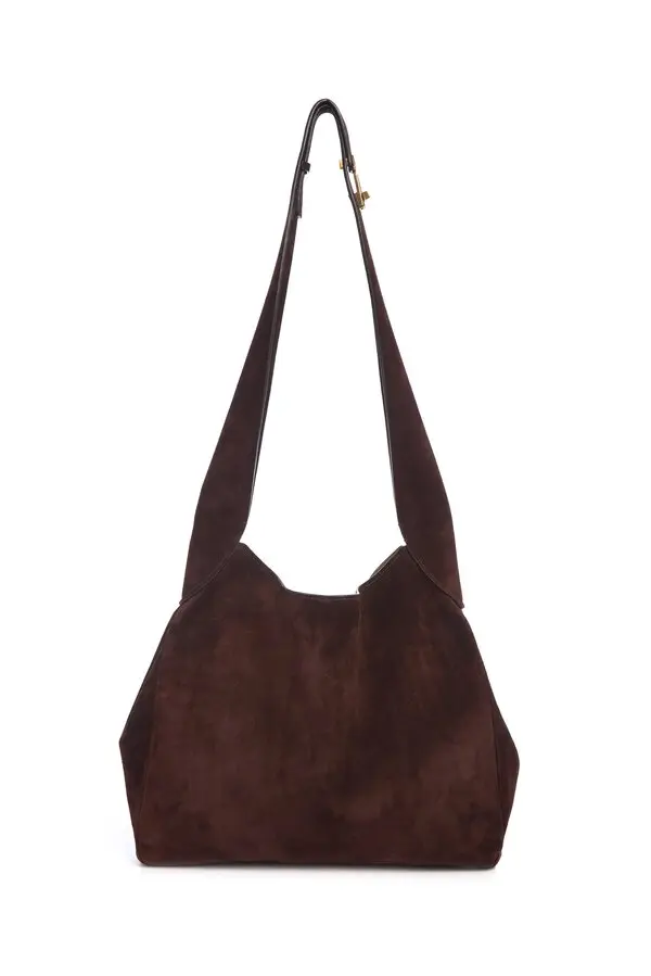 Gabriela Hearst Small Suede Hobo Bag - Dark Brown