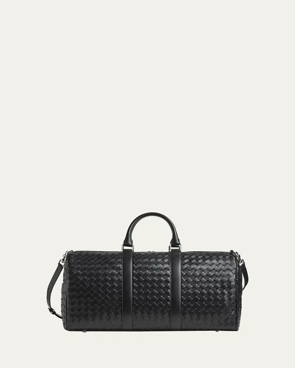 Bottega Veneta Intrecciato Leather Cabin Duffle Bag - Black-silver