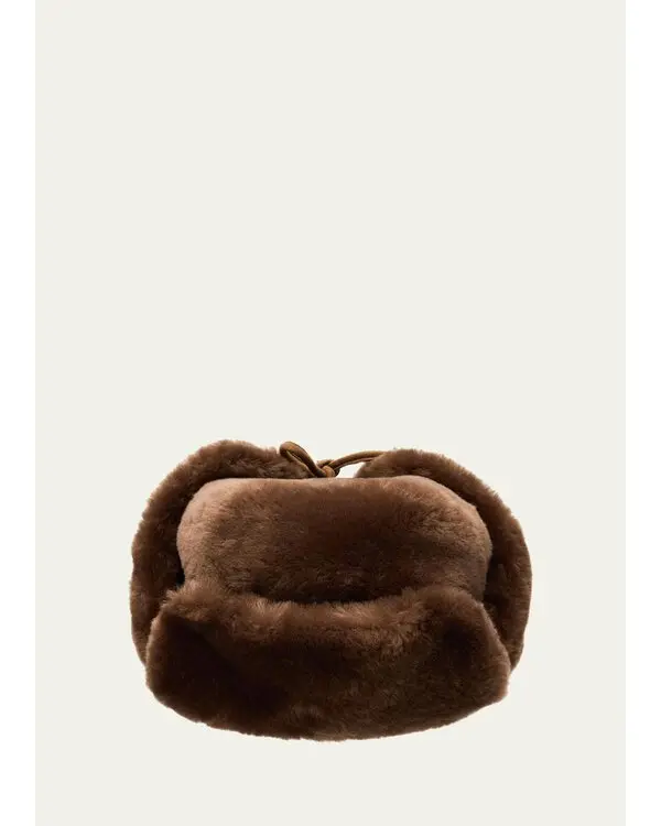 Pologeorgis Shearling Trapper Hat - Brown