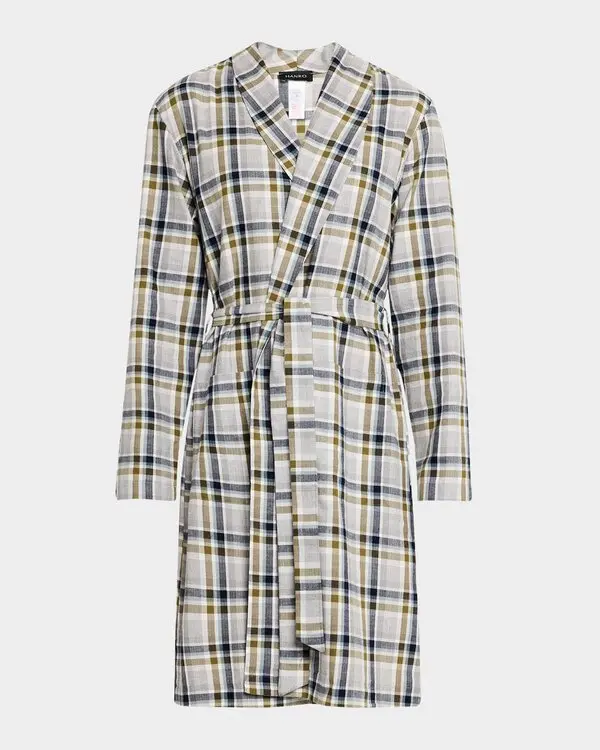 Hanro Cozy Comfort Flannel Robe - Wintry Check