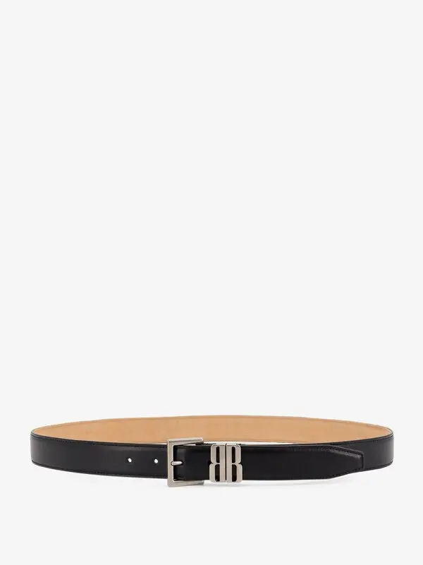 Balenciaga Bb Edit Leather Belt - Black