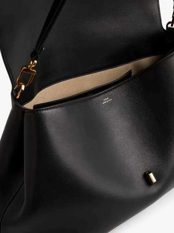 TOTÊME T-lock Leather Shoulder Bag - Black