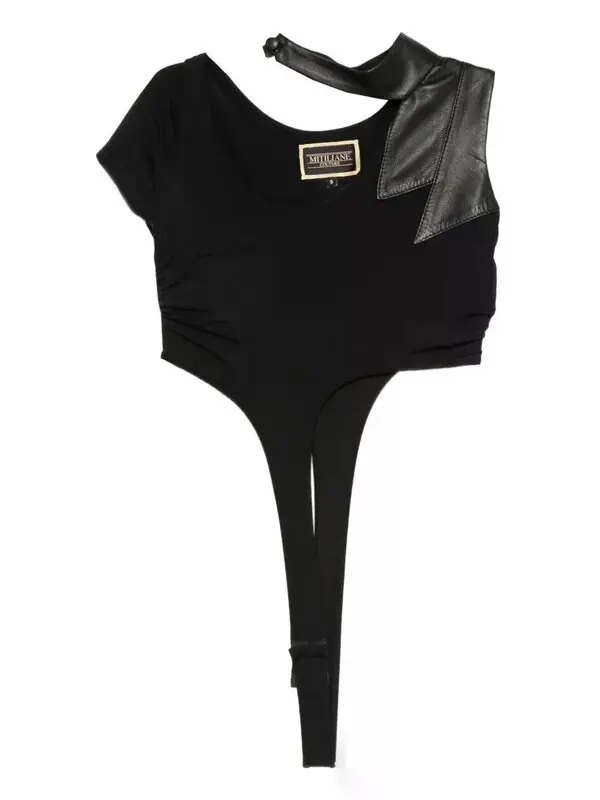 MITILIANE COUTURE Leather Insert Asymmetric Top