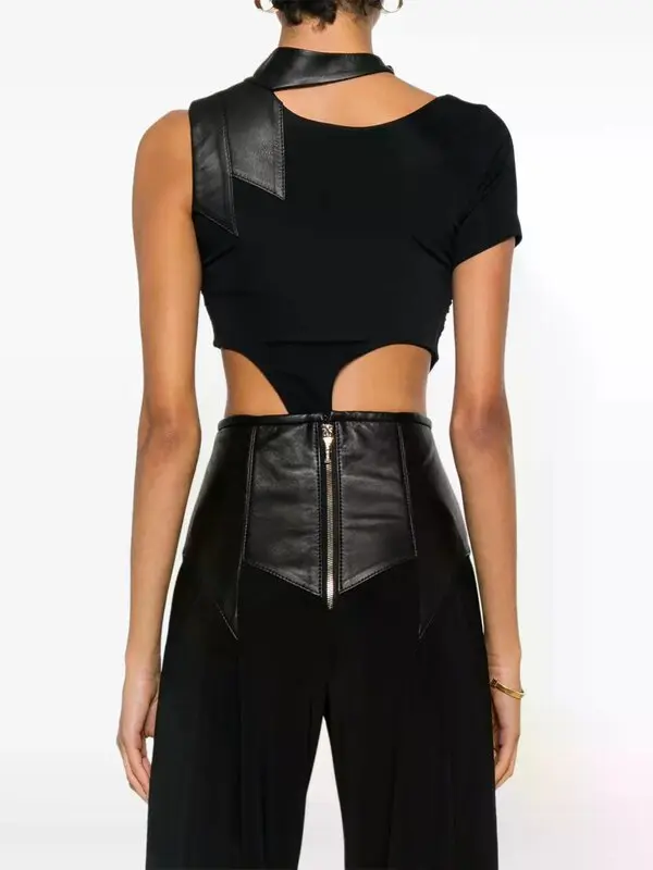 MITILIANE COUTURE Leather Insert Asymmetric Top