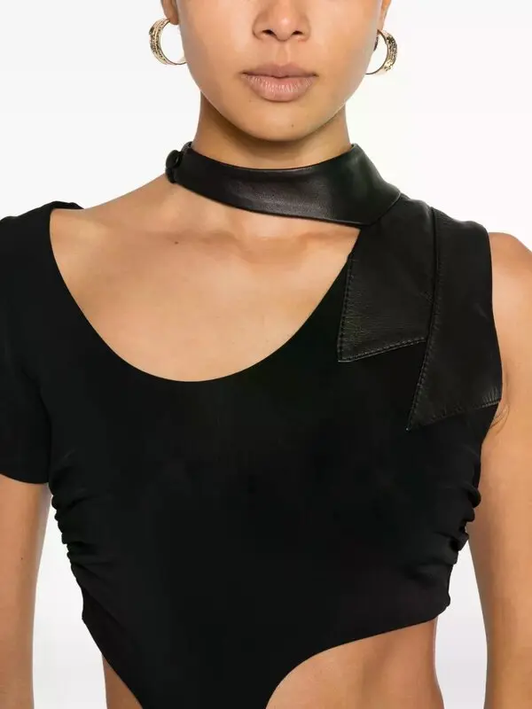 MITILIANE COUTURE Leather Insert Asymmetric Top