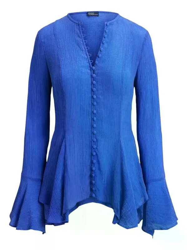 Polo Ralph Lauren Crinkle-texture V-neck Blouse