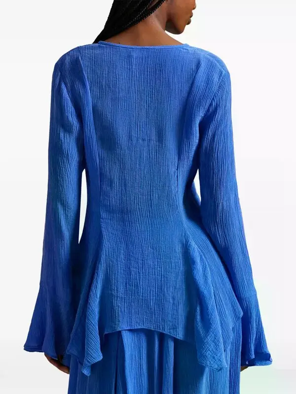 Polo Ralph Lauren Crinkle-texture V-neck Blouse