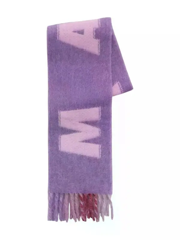 Marni Logo Fringed Scarf - Purple