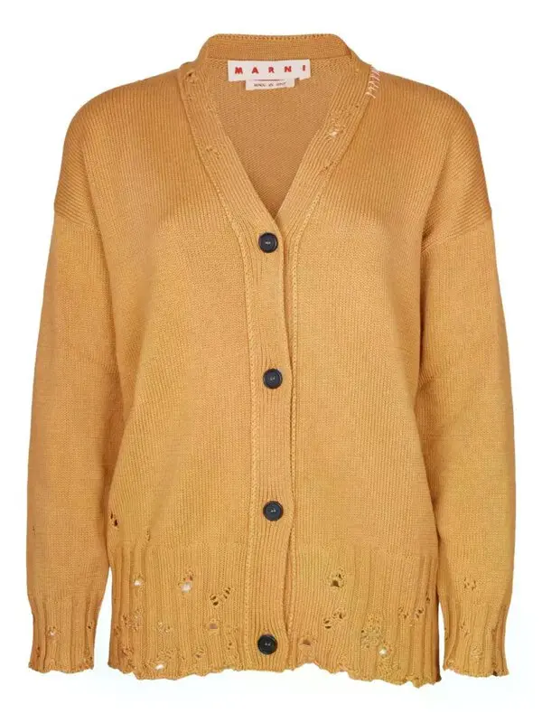 Marni Button Distressed Cardigan