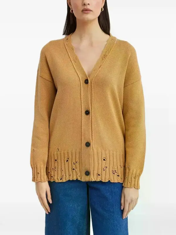 Marni Button Distressed Cardigan
