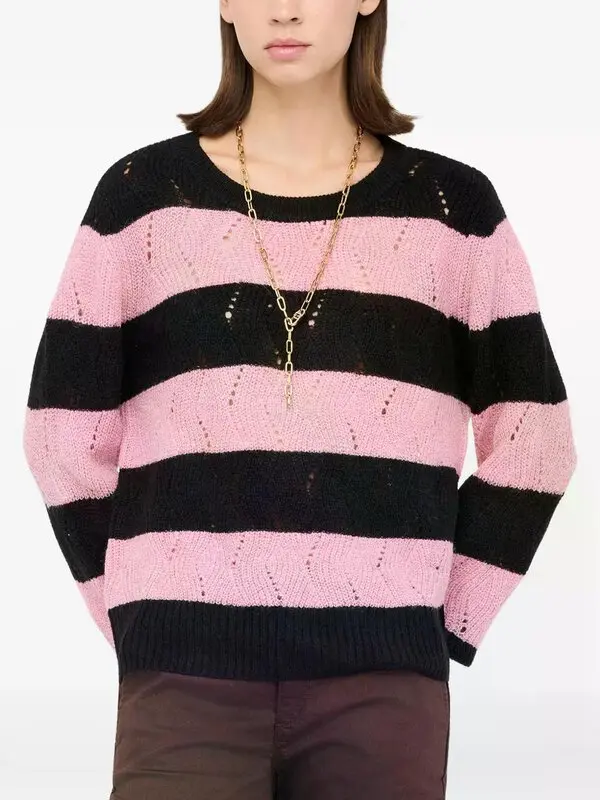 Liu Jo Striped Openwork Knit Sweater