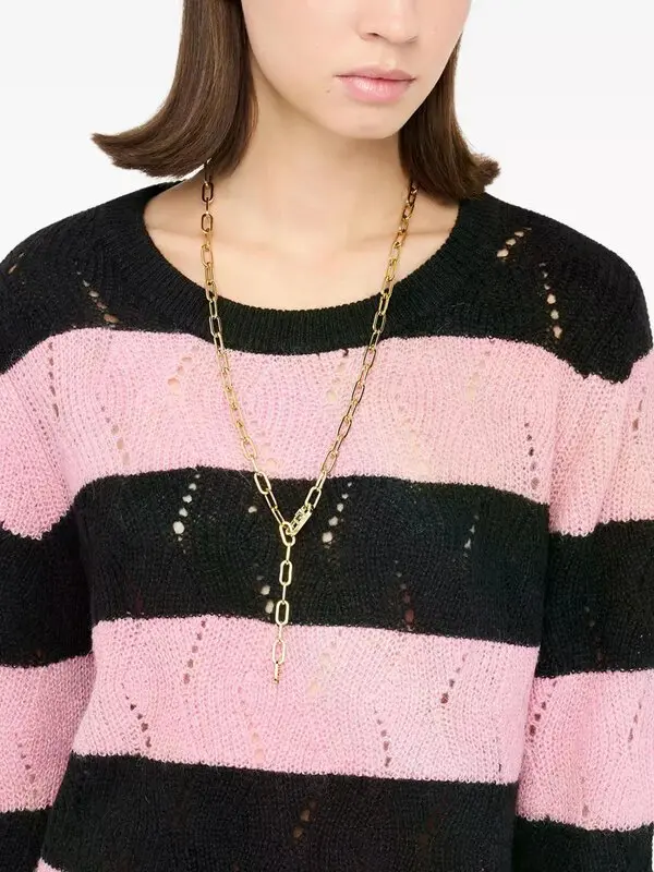Liu Jo Striped Openwork Knit Sweater