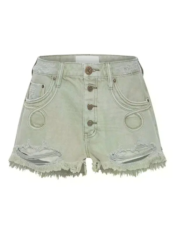 ONETEASPOON Le Wolves Le Loop Buttoned Frayed Shorts