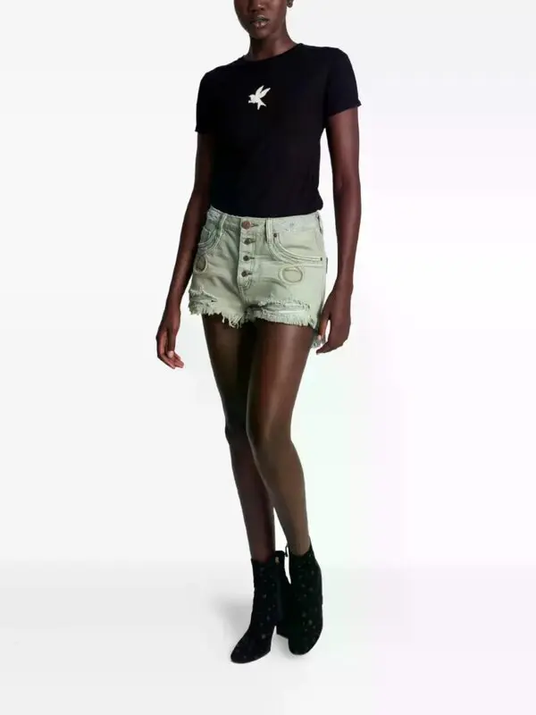 ONETEASPOON Le Wolves Le Loop Buttoned Frayed Shorts