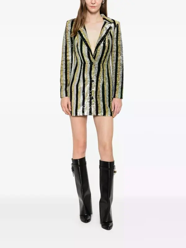 MITILIANE COUTURE Striped Sequined Tuxedo Coat