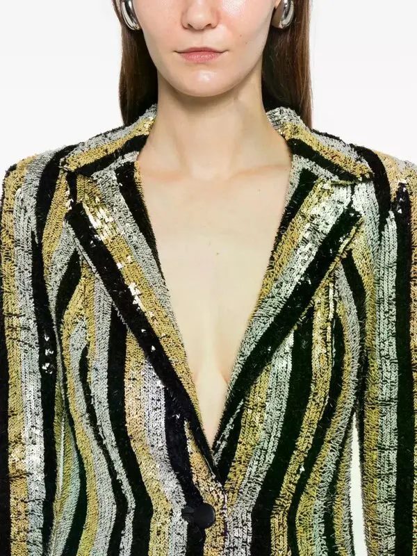 MITILIANE COUTURE Striped Sequined Tuxedo Coat