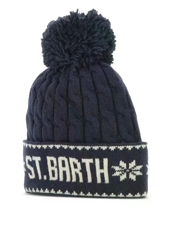MC2 SAINT BARTH Cable-knit Pompom Beanie - Blue