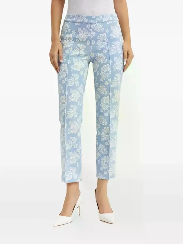 HIGH SPORT Floral Jacquard Trousers - Blue