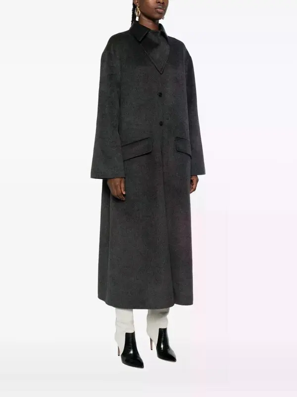 Nanushka Leather-collar Wool Coat