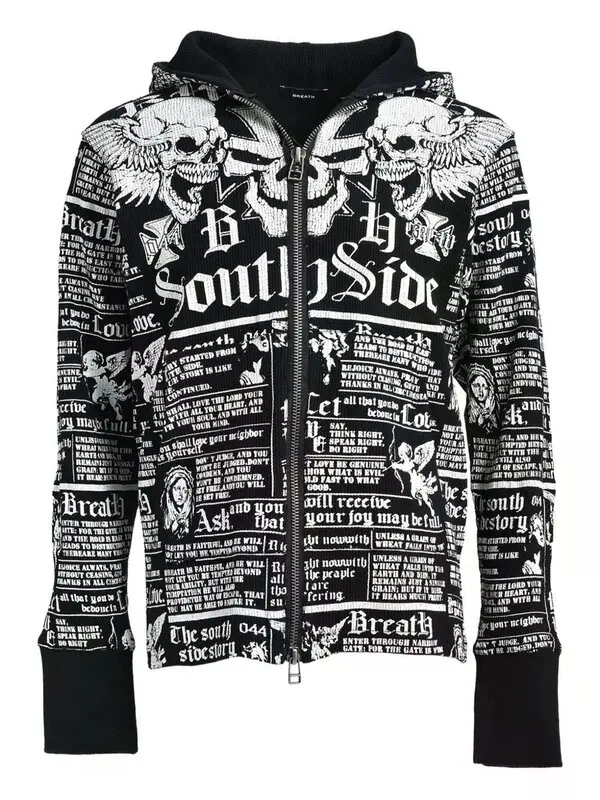 BREATH Skull Graphic Print Zip-up Hoodie