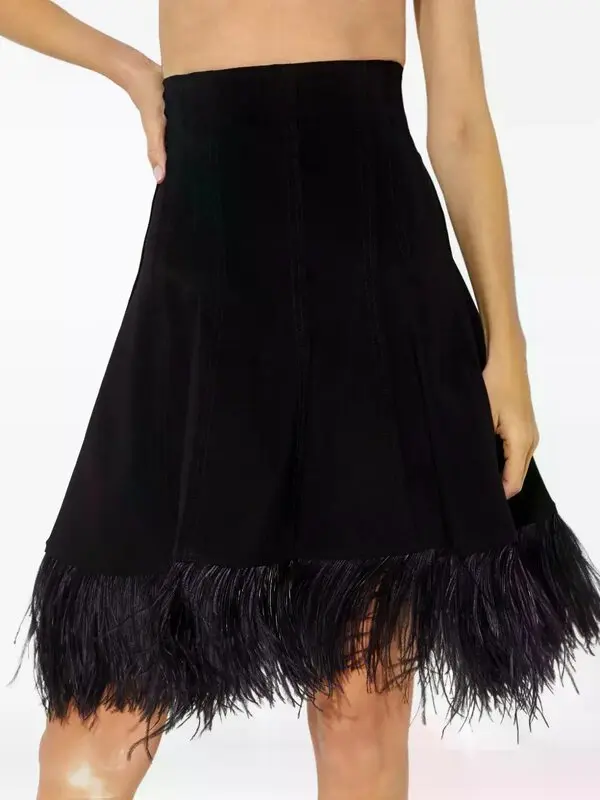 Norma Kamali Feather-trim Skirt