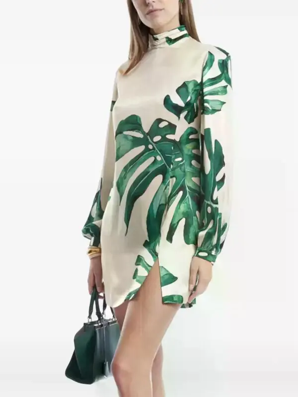 Raquel Diniz Leaf-print Mini Dress