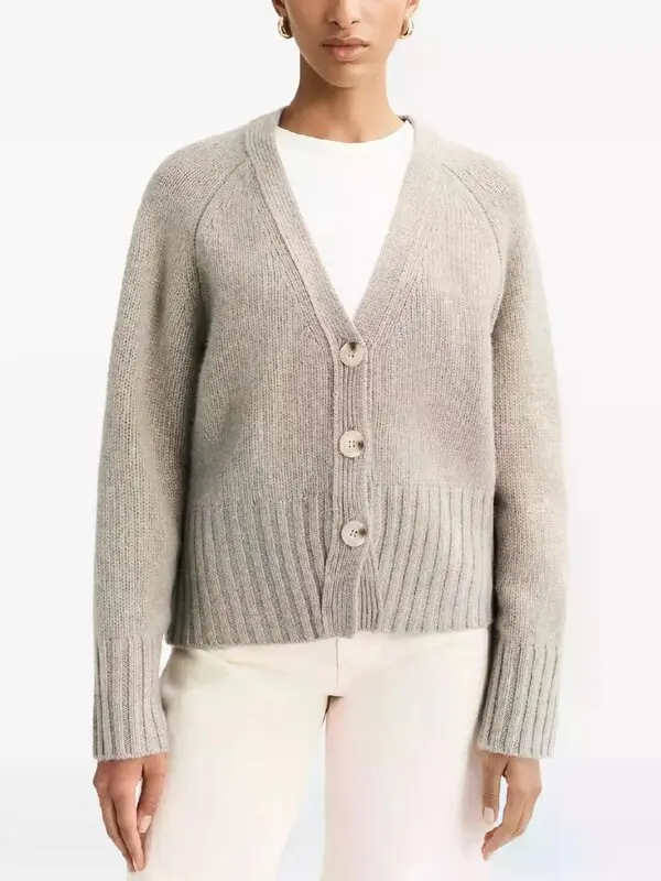 Soft Goat Button V-neck Cashmere Cardigan