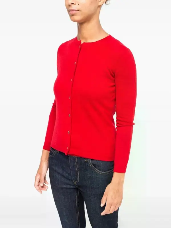 LA ROSE Buttoned Cashmere Cardigan - Red