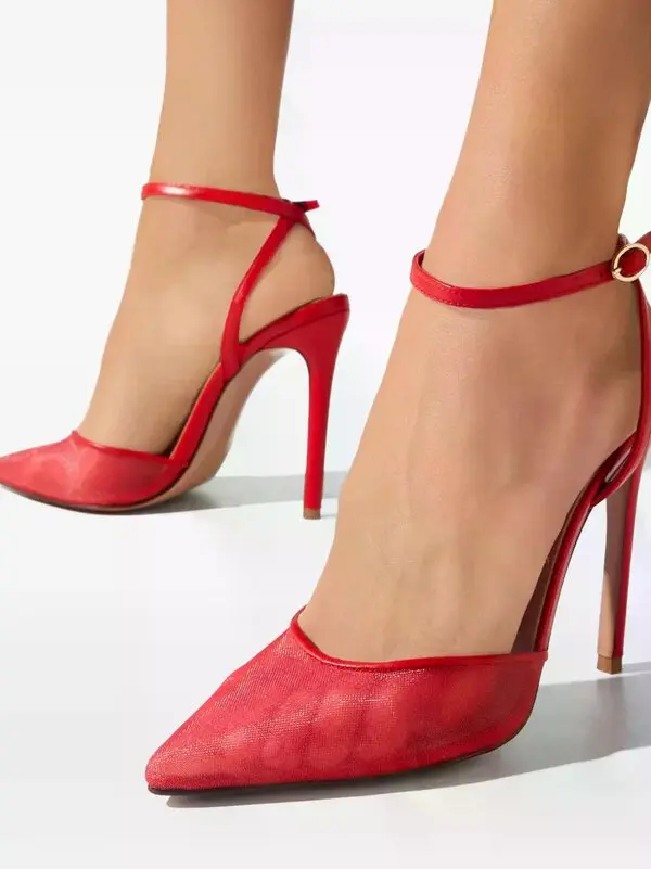 ANDREA WAZEN 105mm Denver Ankle-strap Pumps - Red