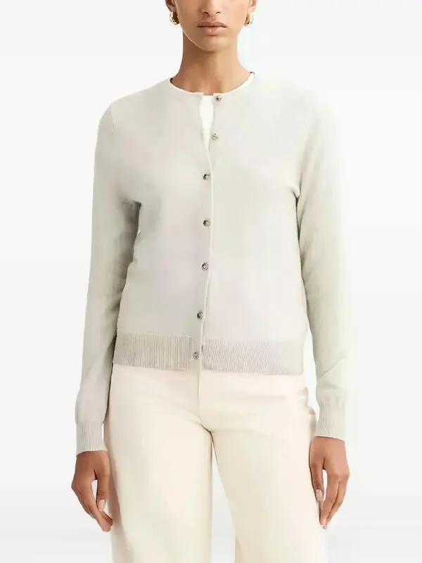 Soft Goat Buttoned Round-neck Cardigan