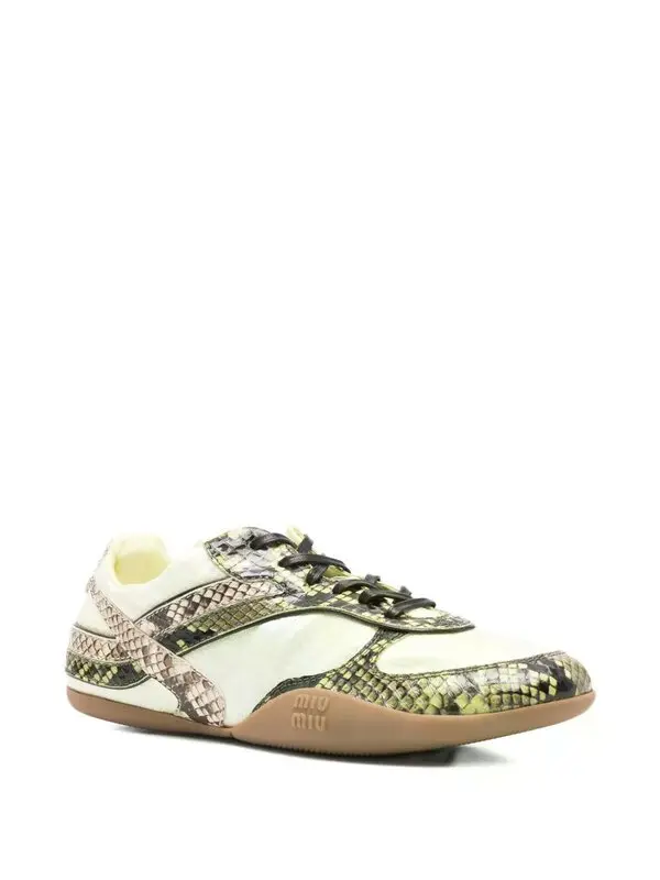 Miu Miu Snakeskin-effect Panelled Sneakers