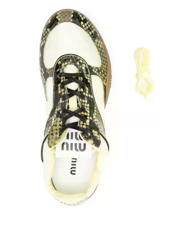 Miu Miu Snakeskin-effect Panelled Sneakers