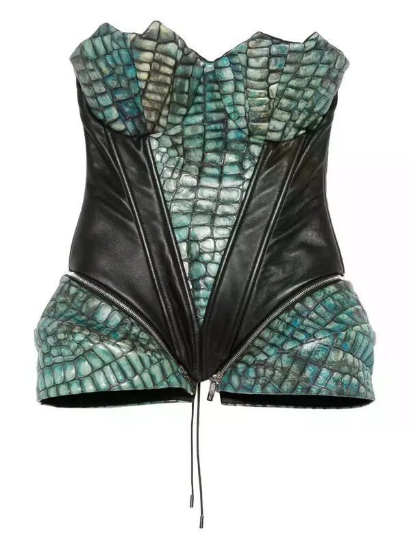 MITILIANE COUTURE Croc-effect Sleeveless Top - Black