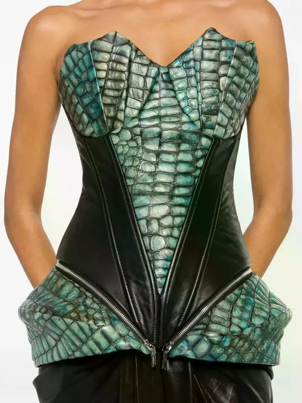 MITILIANE COUTURE Croc-effect Sleeveless Top - Black