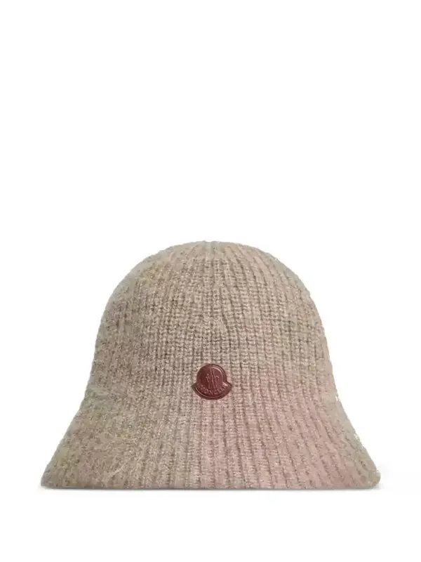 Moncler Logo-patch Ribbed Bucket Hat - Neutrals
