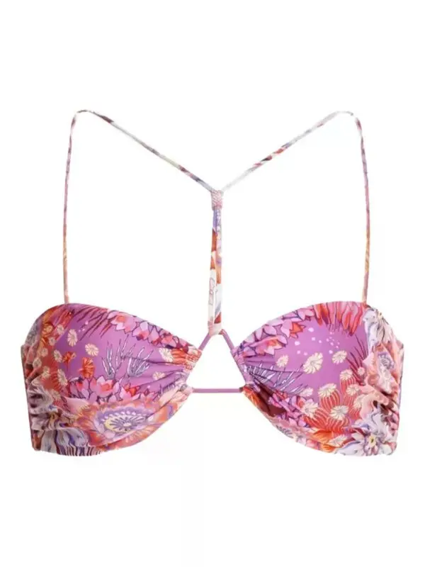 Agua Bendita Floral Bikini Top - Purple