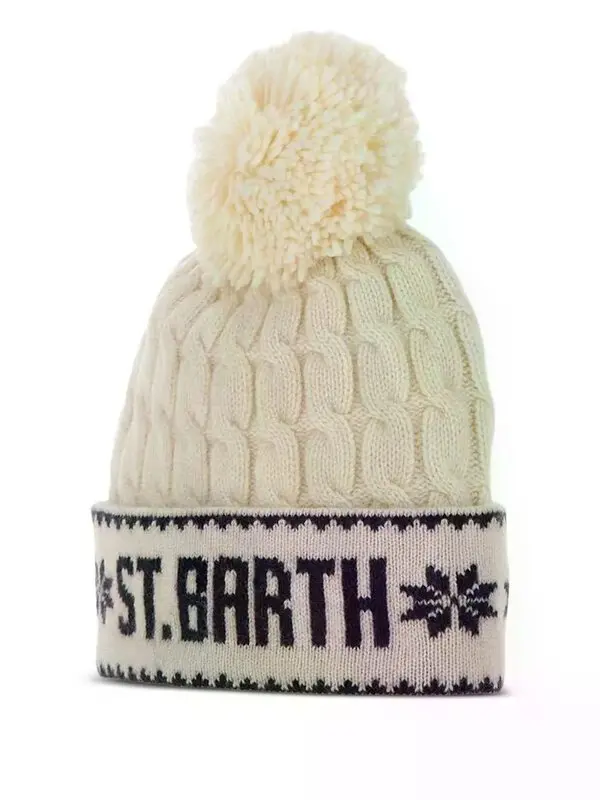 MC2 SAINT BARTH Wilhelm Cable-knit Pompom Beanie - Neutrals