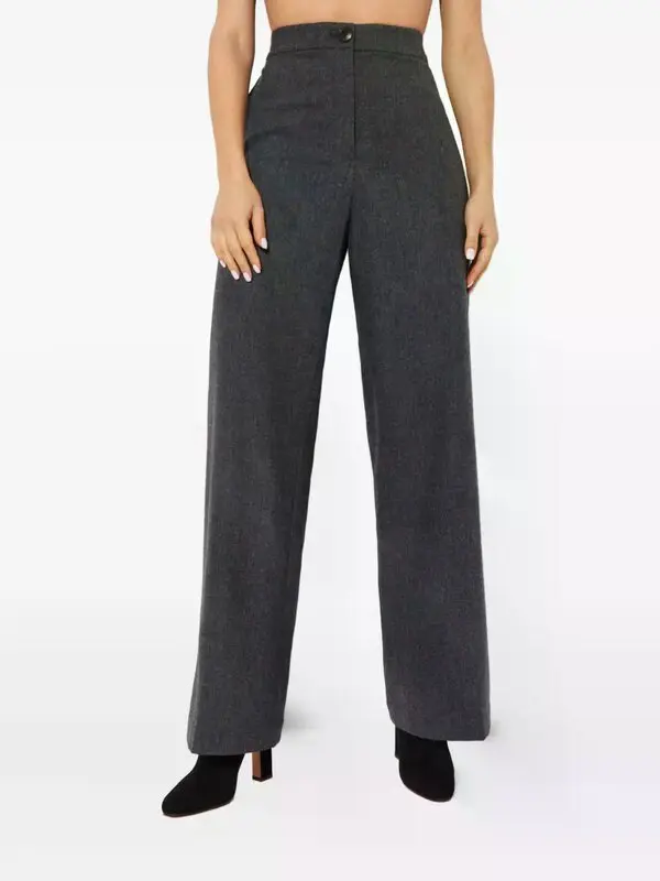 YVES SALOMON Buttoned Wide-leg Trousers - Grey